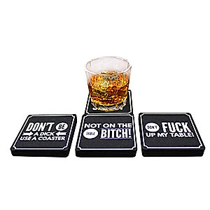 Summit One Funny Coasters for Drinks, Set of 10 (4 x 4 Inch, 5mm Thick) - Bar Accessories for The Home bar Set, Absorbent Felt Drink Coasters The Ideal Man cave Accessories