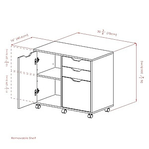 Winsome Halifax Storage Mobile Cabinets, 1 Large Door, 3 Drawers, for Home Office, White
