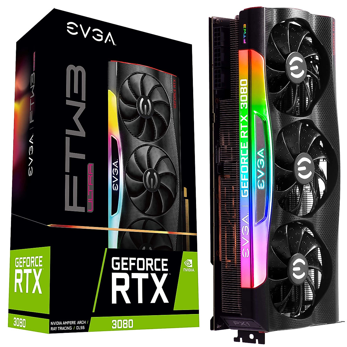 EVGA 10G-P5-3897-KR GeForce RTX 3080 FTW3 ULTRA GAMING, 10GB GDDR6X, iCX3 Technology, ARGB LED, Metal Backplate (Renewed)