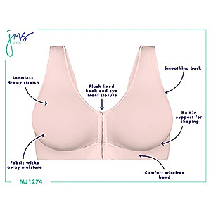 JUST MY SIZE womens Pure Comfort Front Close Wirefree Mj1274 Bra, Sandshell, 1X US