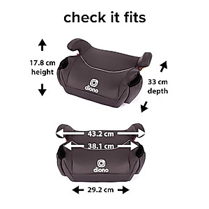 Diono Solana 2022, No Latch, Single Backless Booster Car Seat, Lightweight, Machine Washable Covers, Cup Holders, Black