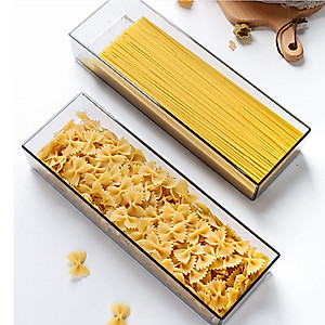 Set of 2 Pcs Clear Plastic Pasta Storage Containers with Lid, Rectangular Spaghetti Storage Containers, for Kitchen Pantry Organization