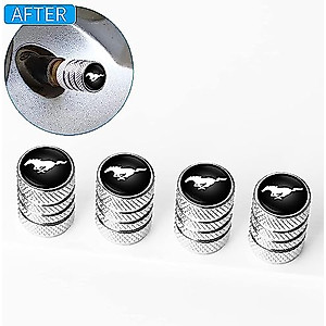 4PCS Metal Car Tire Valve Caps Valve Stem Cover Compatible with Ford Mustang Series Tire Car Decoration Accessories(Silver)