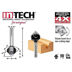 Amana Tool - RC-45711 In-Tech Insert Carbide V Groove 90 Deg x 11/16 Dia x 21/64 x 1/4 Inc