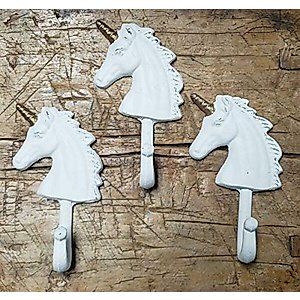 N?A for 3 Cast Iron Unicorn Towel Hanger Coat Hat Hooks Key Rack Hook Mythological Veryn Supplier for Home Décor