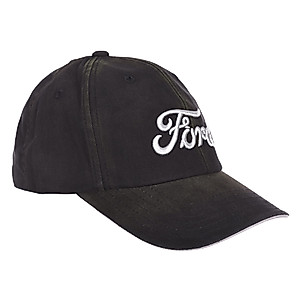 Checkered Flag Sports Men's Ford Raised Logo Cap Adjustable Distressed Black Fabric Hat, 0-8