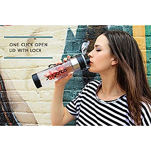 New Improved Unique Bottom Loading Fruit Infuser Water Bottle Complete Bundle Includes Bottle Brush, Insulating Sleeve & Infusion Recipe eBook. Leak Proof Sweat Proof BPA-Free (Teal)