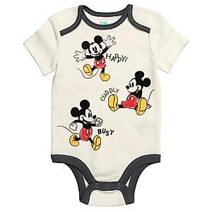 Disney Mickey Mouse Newborn Baby Boys 5 Pack Bodysuits 6-9 Months