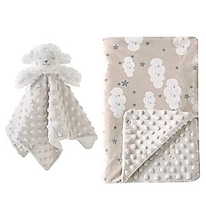 Truwelby Security Blanket Set of 2, 30x40” Infant Plush Blanket &16” Minky Dot Fabric Sweet Loveys for Babies, Baby Blankets with Stuffed Animals, Baby Snuggle Blankie Baby Gifts for Boys and Girls