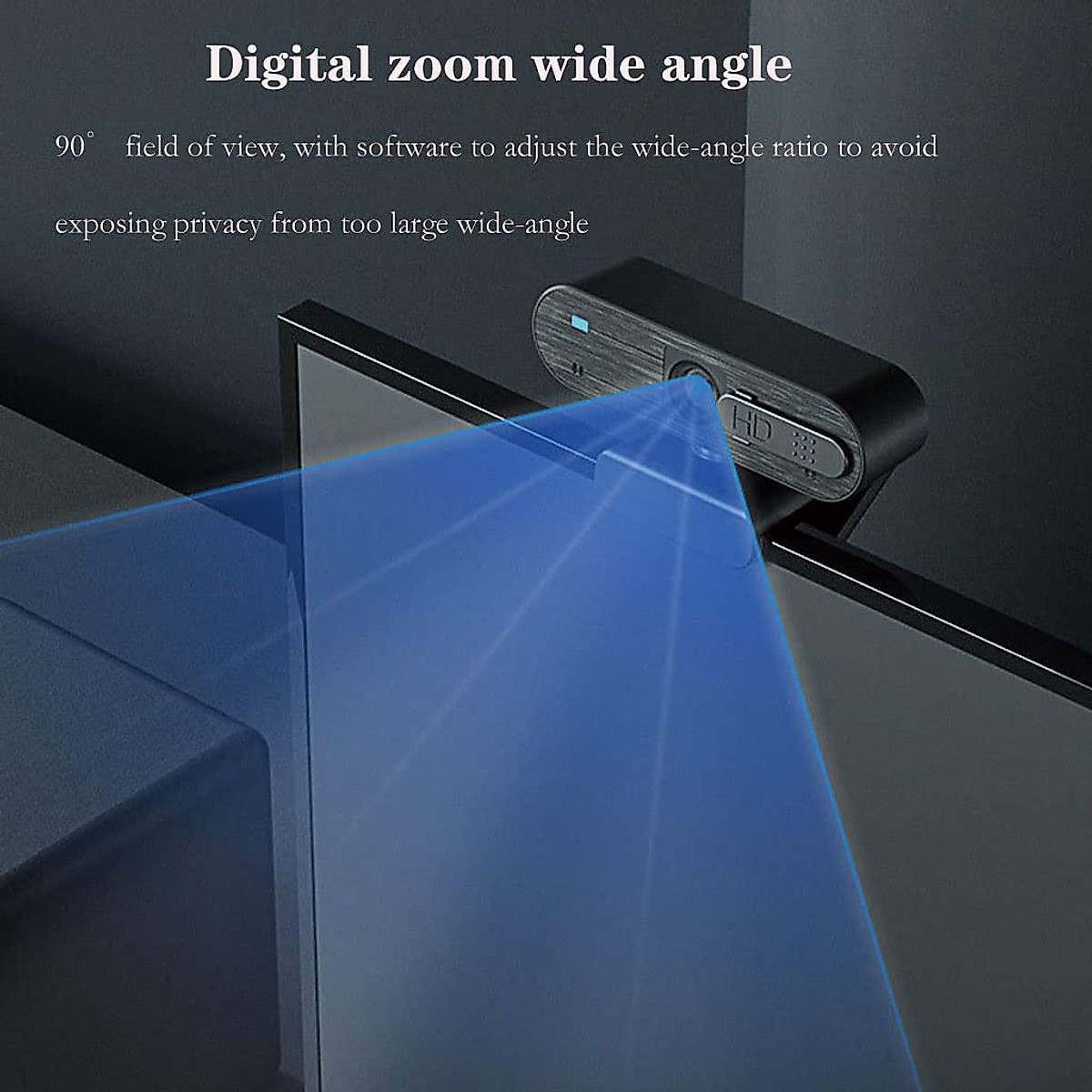 HSQMA 1080P HD Webcam - Web Camera with Microphone, 90°Camera W/2 Noise-canceling Mics &Privacy Cover, Plug & Play USB Webcam for Video Callling, Zoom/Skype/Facetime,PC/Mac/Laptop