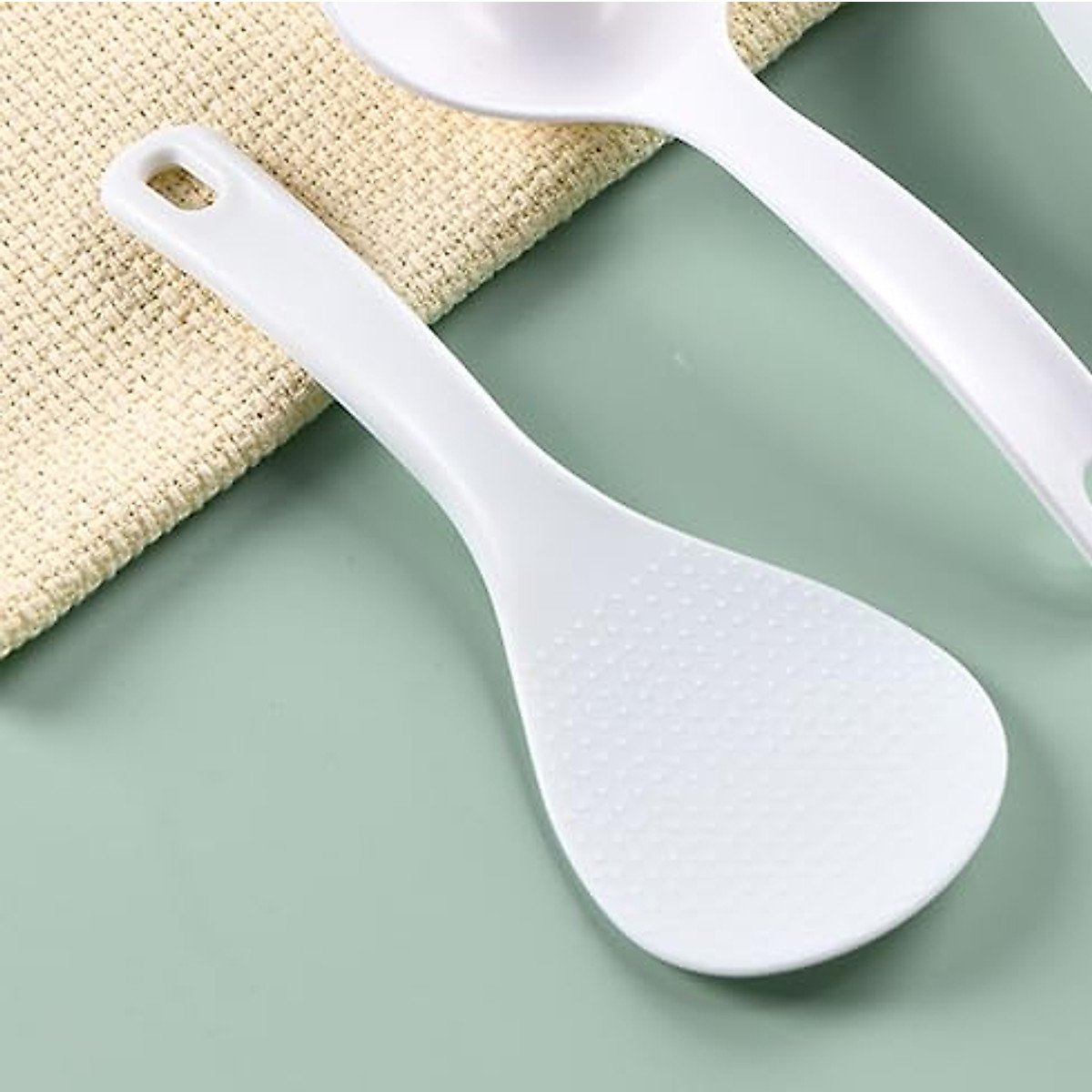 2 Pieces Plastic Rice Paddle Rice Spoon Scooper Rice Cooker Spoon Rice Scooper Rice Ladle Paddle Rice Scoop Spoon, White, 20 x 7cm