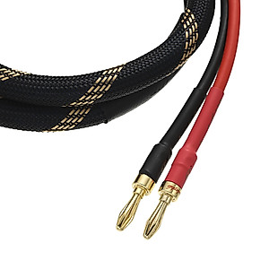 10AWG DIY Audiophile OFC Premium Heavy Duty Braided Stage Speaker Cable, with Dual Gold Plated Banana Plug Tips (6FT)