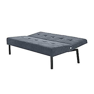 Panana Linen Upholstered Modern Convertible Folding Futon Sofa Bed for Compact Living Space, Apartment, Dorm, Bonus Room with Metal Legs, (Grey Without Drinks Holder)