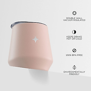 JoyJolt Tri-Insulated Wine Tumbler with Lid Pack. 12 oz Tumbler, Slider and Straw Lids. Vacuum Double Walled Stainless Steel Stemless Wine Glass, Copper Lined for Very Cold Drinks, Travel and Camping