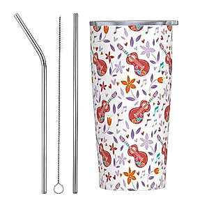 Yaxongx 20oz Tumbler Guitar Music Double Wall Vacuum Insulated Coffee Mug with Lid and Metal Straw Brush Reusable Stainless Steel Water Bottle Travel Cup Gifts for Car Ice Drinks Hot Beverage
