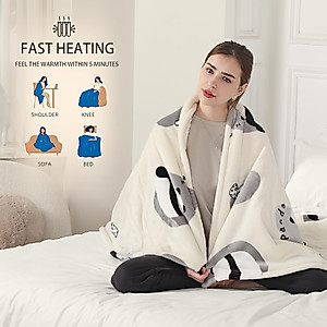 ESTINGO Electric Blanket Throw Size, 50"x60" Heated Throw Blanket for Kids, Heating Blanket with 5 Heating Levels & 4 Hours Auto Off for Couch & Bed, Ideal Gift, Beige