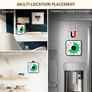Secura 60-Minute Visual Countdown Timer, 7.5-Inch Oversize Classroom Visual Timer for Kids and Adults, Durable Mechanical Kitchen Timer Clock with Magnetic Backing (Green)