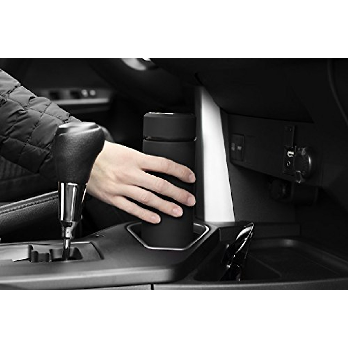 Stainless Steel Water Bottle Tumblers: BPA Free, Vacuum Insulated Travel Mug with Lid and Removable Fruit and Tea Filter  for Hot or Cold Beverages - 17 oz. Infuser Bottles Set of 2 (Black and White)