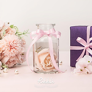 Ribbli Light Pink Satin Ribbon Double Faced Satin 3/8 Inch x Continuous 50 Yards-Light Pink Ribbon for Gift Wrapping Crafts Wedding Decoration Bows Bouquet Floral Arrangement