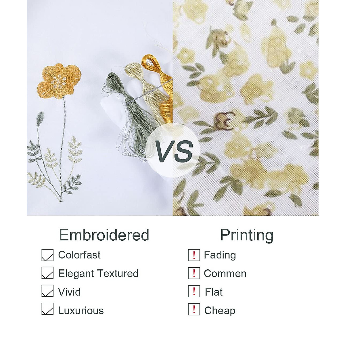 YINFUNG Floral Duvet Cover King Flower White Yellow Wildflower Spring Embroidered Cotton King Garden Green Elegant Botanical Blossom Fresh Sweet French Country Bedding Set 3 Pieces 104x90