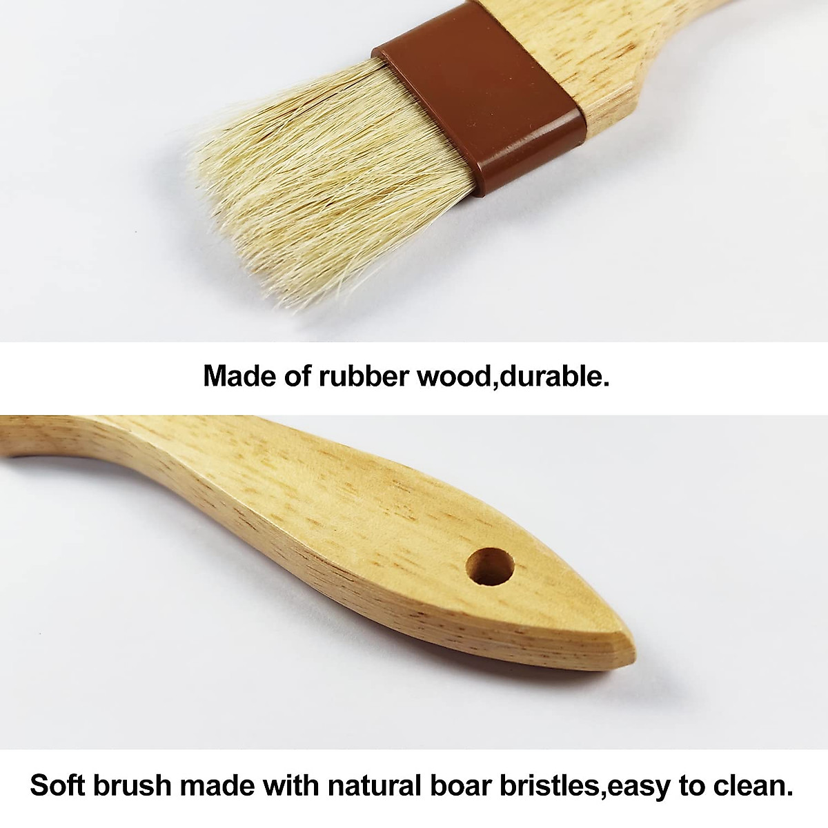 4 Pieces Pastry Brushes, Kitchen Basting Oil Brush with Natural Boar Bristle and Beech Wooden Handles Barbecue Oil Brush for Grill BBQ Sauce Baster Baking Cooking Marinade Brushes(1Inch & 1.5Inch)