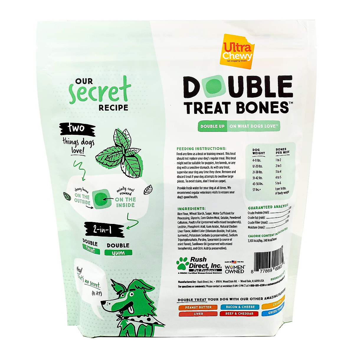 Ultra Chewy Denta-Mint Minis Value Pack Dental Dog Treats. Made in The USA, Healthy Treats, Easy to Digest, Promotes Dental Health - 20 Oz