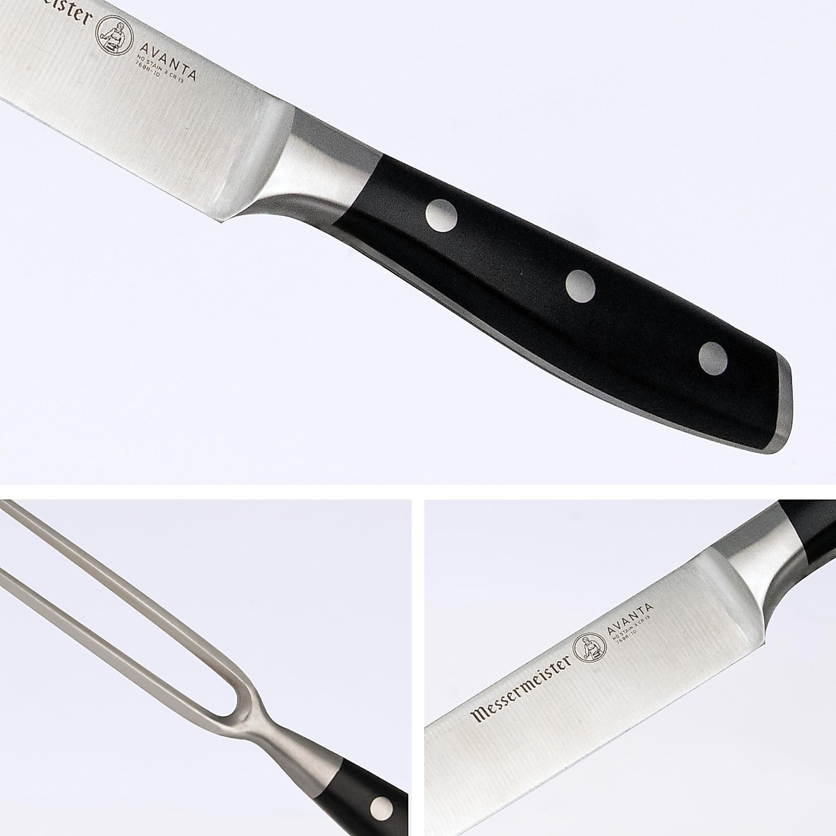 Messermeister Avanta Kullenschliff Carving Set - Includes 8” Carving & Slicing Knife + 7” Fork - German X50 Stainless Steel - Rust Resistant & Easy to Maintain