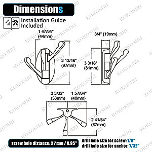 KOKOSIRI Swivel Hooks Solid Metal Foldable Towel Hooks with Multi Three Rotating Arms Swing Arm Triple Robe Hook Hanger, Wall Mounted, Brushed Nickel, B1009BR-P2