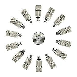 High Pressure Outdoor Anti-drip Fogging Spray Head Outdoor Cooling Misting System Nozzle, UNC 10/24 Stainless Steel Misting Nozzles 0.012" Orifice (0.3mm), Silver Tone,15 Pcs