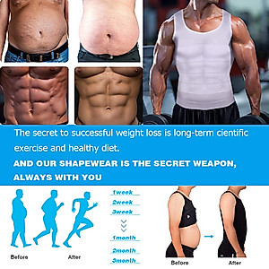 KOCLES Men's Compression Tank Top Slimming Body Shaper Vest Shirts Abs Abdomen Slim Undershirts Gym Weight Loss Workout Clothing (Black, Large)