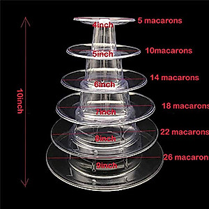 6 Tier Macaron Tower Display Stand, Messar Clear Round Macaron Tower Tray Macaron Display Shelf Rack and Plastic Cake Dessert Stand for Christmas Wedding Birthday Party Decor