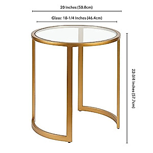 Mitera 20'' Wide Round Side Table in Brass