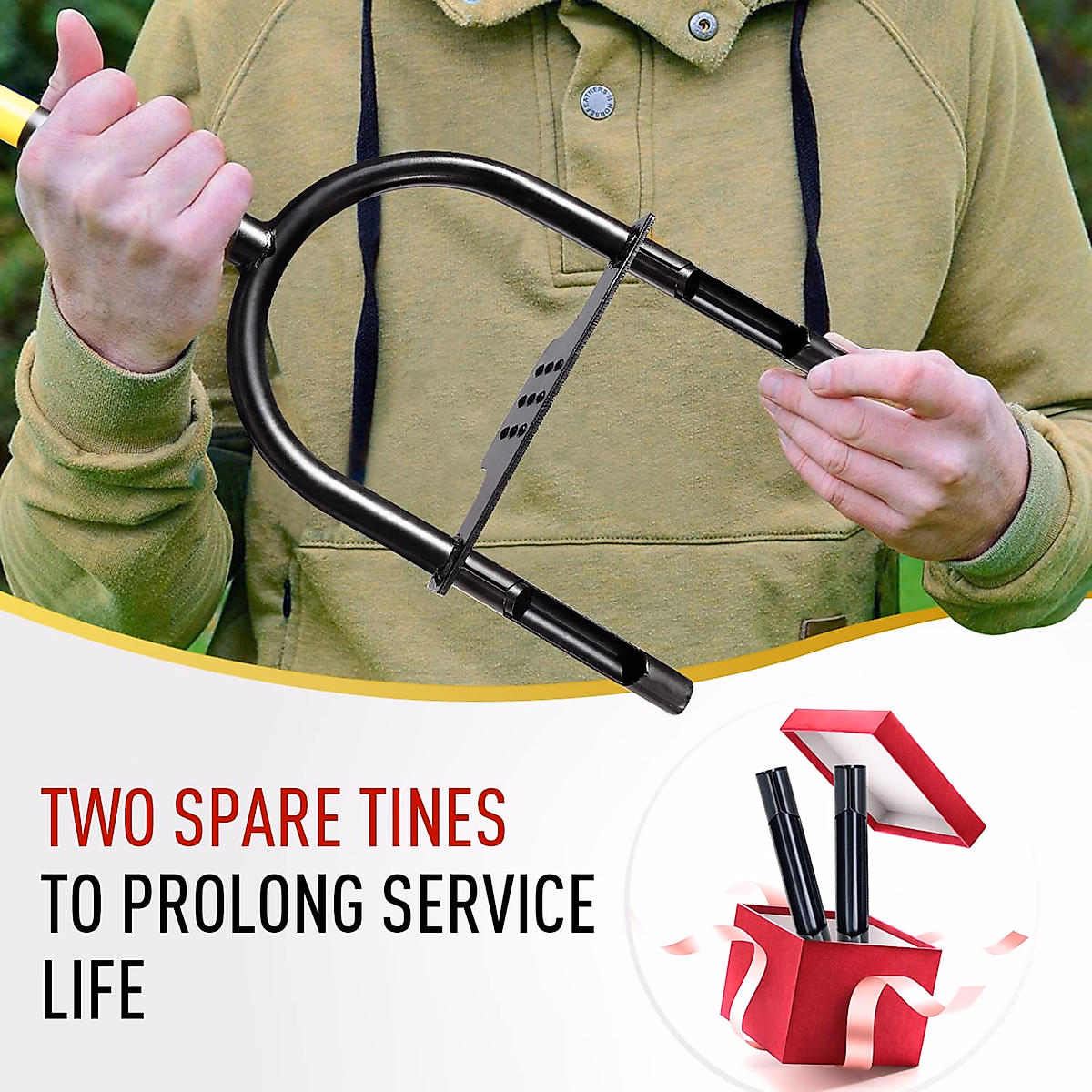 Jardineer Lawn Core Aerator, Plug Aerator Lawn Tool with Spare Tines, Yard Aerator with Non-Clog Slot, Manual Lawn Aerator Tool for Compact Lawn Soil