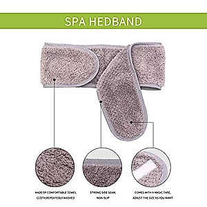 Simnice 6 Pieces Spa Facial Headbands Adjustable Head Wraps for women,Makeup Shower Bath Facial Wraps Sports Headband Terry Cloth Adjustable Stretch Towel with Magic Tape