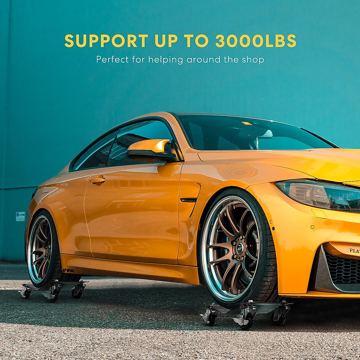 VIVOHOME Wheel Dolly Car Stakes 2 Pack Heavy Duty Car Tire Dolly 3000 lbs Moving, Black