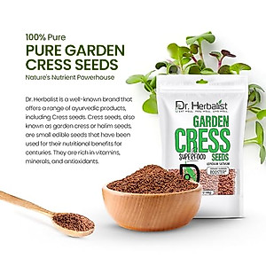 Dr. Herbalist-Garden Cress Seed (14.1Oz/400g), Lepidum Sativum, Halim Aliv, Rashad Seed for Eating,Excellent Nutrition Booster I Resealable Bag