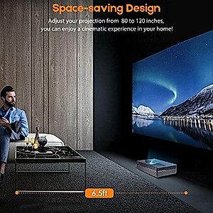 OMMC 4K UHD Laser TV Home Theatre Projector | Bright 2500 ANSI Lumens | Ultra Short Throw | Built-in Integrated SoundBar | Smart Android System| 3G RAM+64G Storage