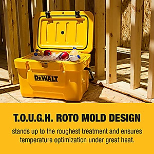 DEWALT 25 Qt Roto Molded Cooler, Heavy Duty Ice Chest for Camping, Sports & Outdoor Activities