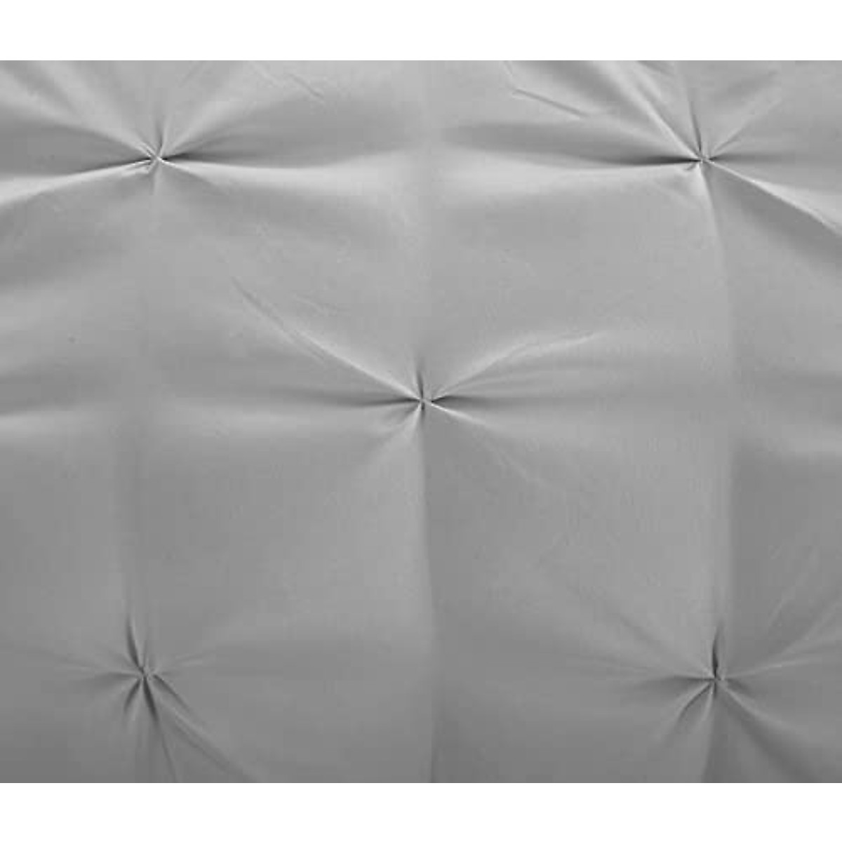 EVOLIVE 4pc Set Pinch Pleat/Kiss Pleat, Pintuck Down Alternative Comforter Set with Pompom (Full/Queen, Silver Grey)