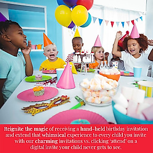 Amanda Creation Colorful Rainbow Crayons themed Birthday Party Fill in Invitations, set of twenty, includes envelopes