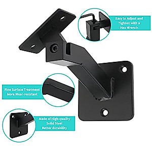 RealPlus Swivel Handrail Brackets Heavy Duty Steel Hand Rail Brackets for Staircase Stair Railing, Pack of 4 (Black)