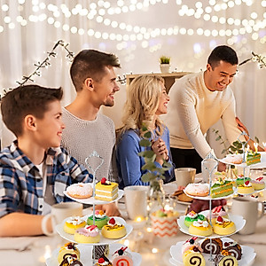 6 Packs Dessert Stand 3 Tiers Plastic Cupcake Stand serving tray Cupcake Display Stand Cookie Trays for Parties Round Flower Square Candy Trays for Display Party and Platters for Home (Silver)