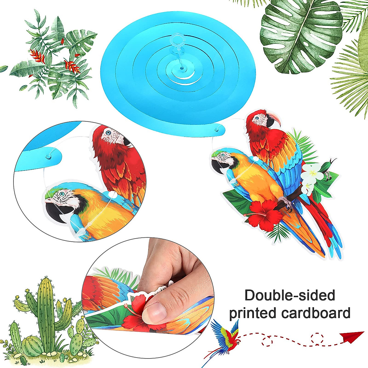 30 Tropical Birds Decorations, Tropical Hawaiian Toucan Parrot Party Hanging Swirl Foil Ceiling Decor for Summer Luau Hawaiian Beach Pool Party Tiki Party Wedding Birthday Party Supplies