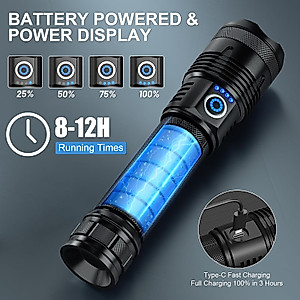 UOATEPC Rechargeable Flash Light Flashlights High Lumens, 990000 Lumens Super Bright LED Tactical Flashlight, 5 Modes IPX6 Waterproof, Powerful Handheld Flashlights for Camping Emergency Outdoor