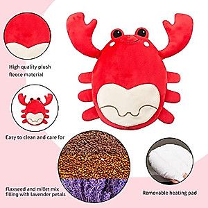 Heating Pads for Cramps,Microwave Heating Pad,Warmies Microwavable Animals,Crab Plush with Removable Lavender Scented Heating Pad,Red Crab