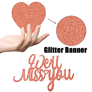 We Will Miss You Banner Coworker Going Away Farewell Decorations Rose Gold Glitter Dot Circle Garland Triangle Flag Banner For Goodbye, Retirement, Job Change, Later Traitor Party Supplies (Rose Gold)