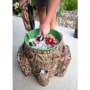 Peregrine Field Gear Insulated Organized Venture Bucket & Backpack Seat for Fishing/Hunting with Shadow Grass Blades Camouflage - 6 Gallon
