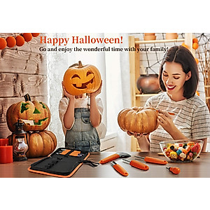 Halloween Pumpkin Carving Kit,12 Piece Professional Pumpkin Cutting Carving Supplies Tools for Adults Stainless Steel Lengthening And Thickening With Handbag,Pumpkin Sculpting Set