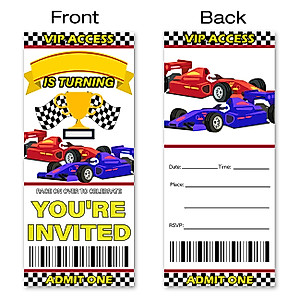 VAHATAN Race Car Birthday Party Invitations 20 Pack Race Car Ticket Invitations with Envelopes Invites Cards for Birthday Party