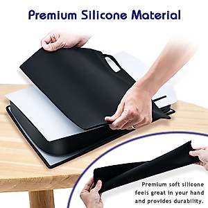 Mcbazel Silicone Skin Cover for PS5 Disk Edition Console, Dustproof Anti-Scratch Anti-Fall Protector Case Cover for PlayStation 5 Disk Edition - Black (NOT for Digital Edition and PS5 Slim)